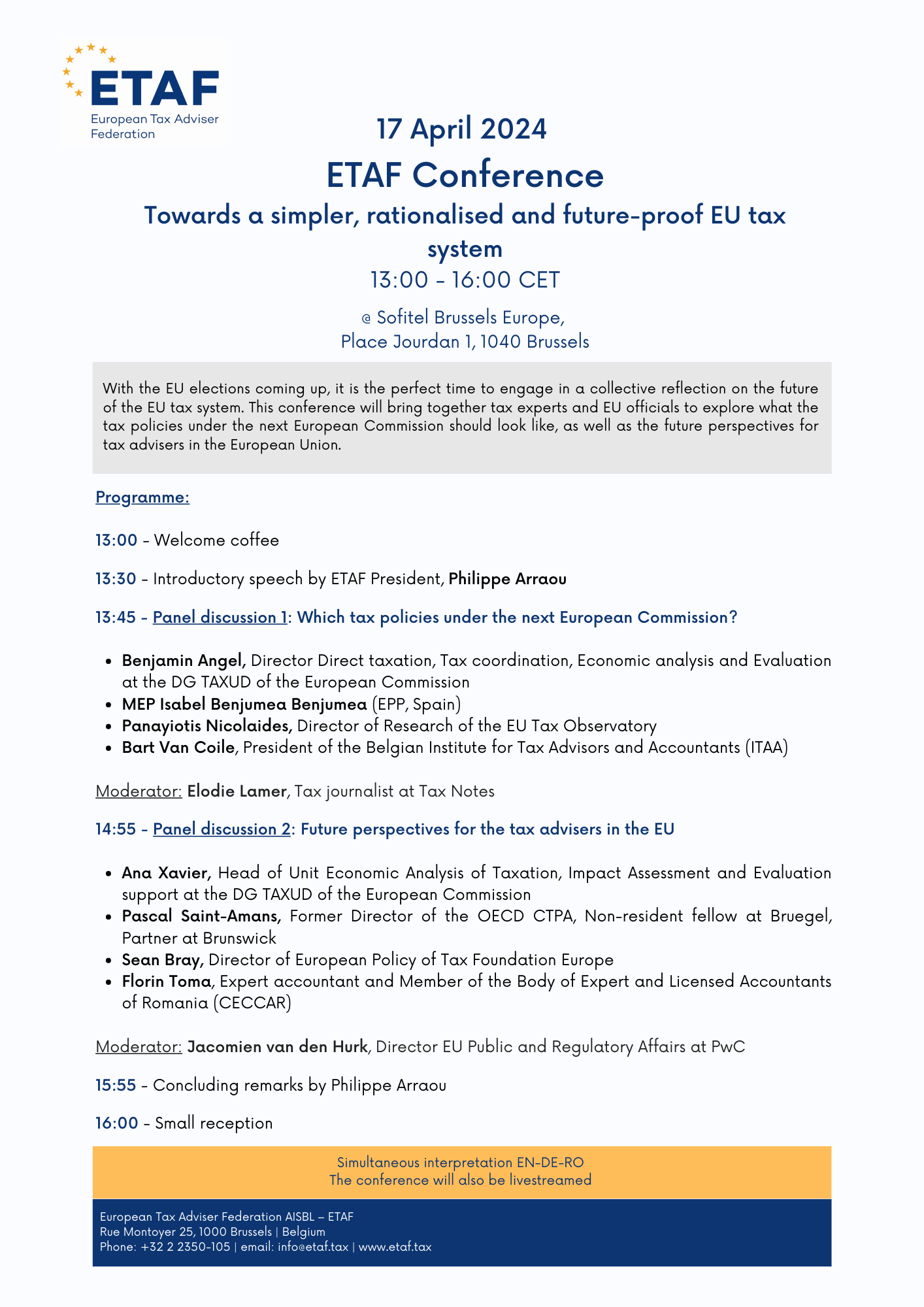 Register for the ETAF Conference on 17 April 2024 - ETAF